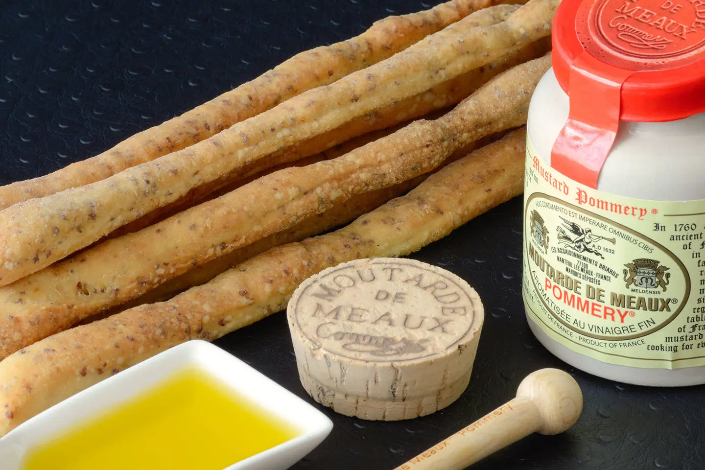 Gressin roulé à la moutarde ancienne | Recette Pommery®