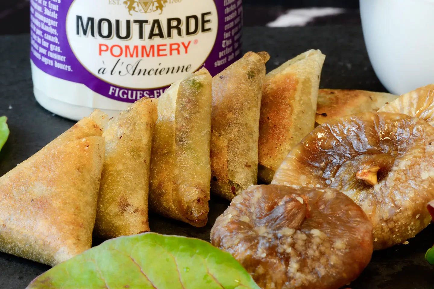 Samoussa à la farce à gratin et moutarde aux Figues Pommery®